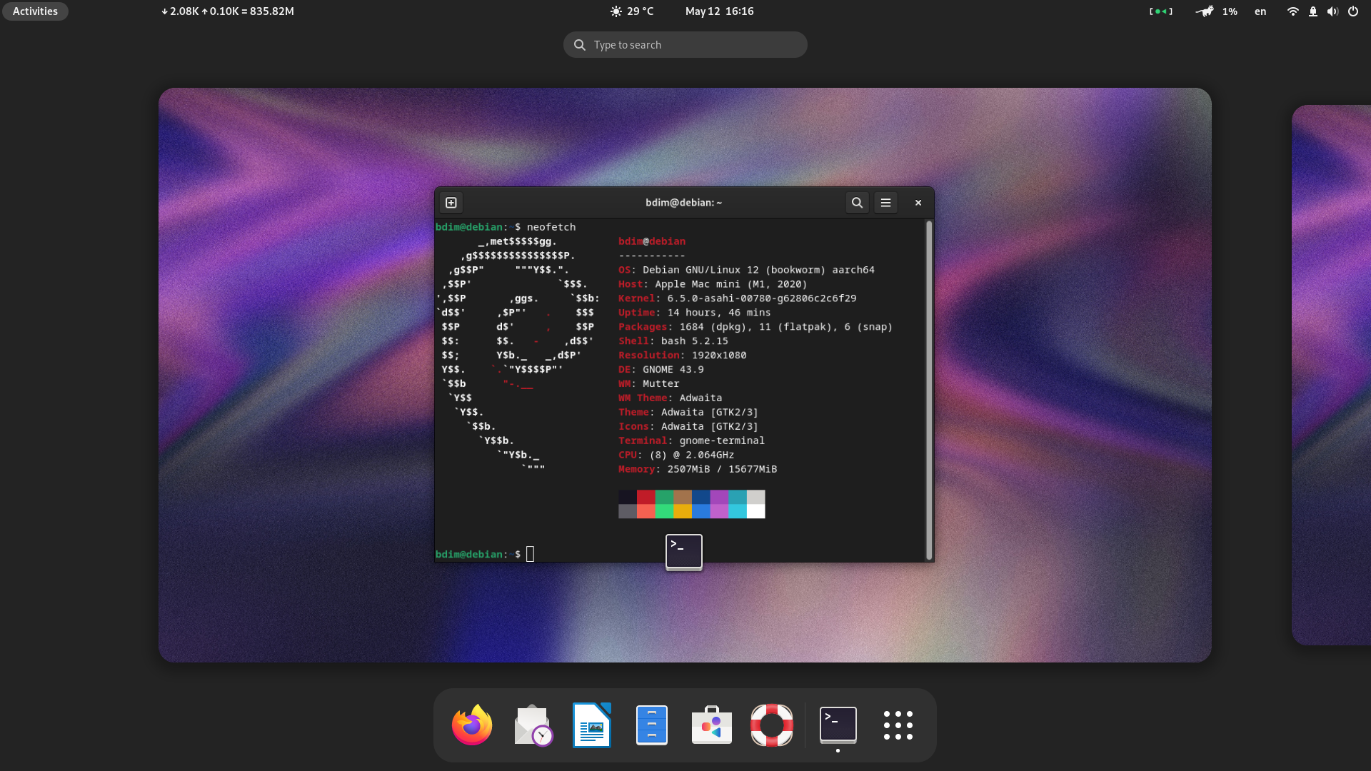 在 Mac Mini M1 上安装 Debian gnome | 减三和弦